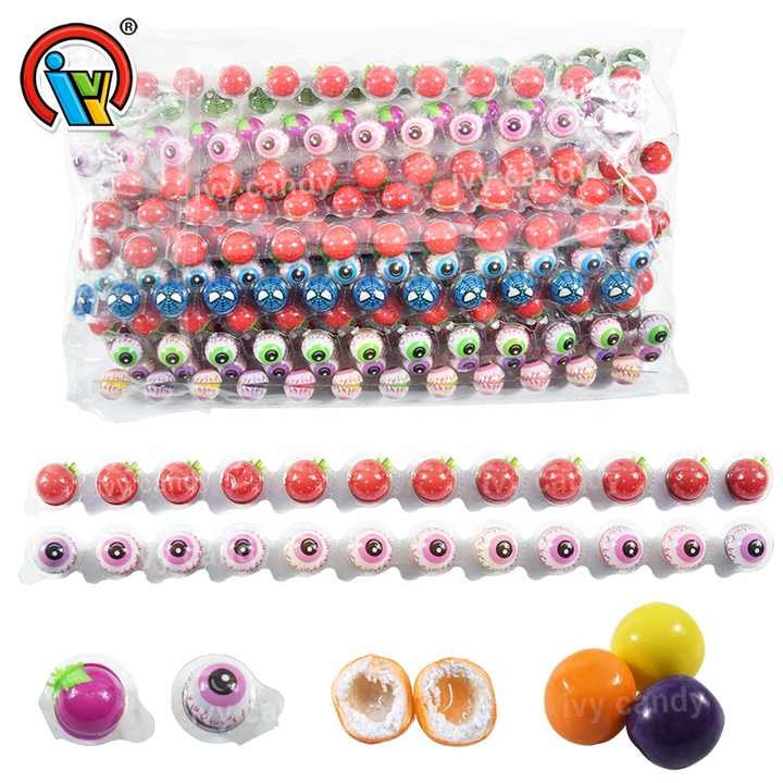 China Factory Mini Size Eyeball Chewing Bubble Gum Jam Filling 12pcs in ...