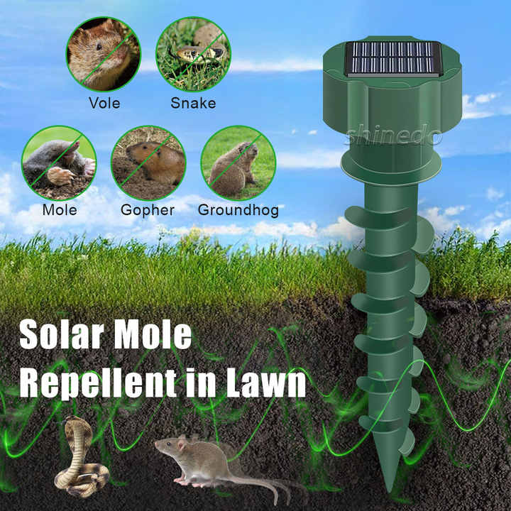 Animal Mole Mouse Repellent Solar Powered Screw Stake Expel Gopher ...