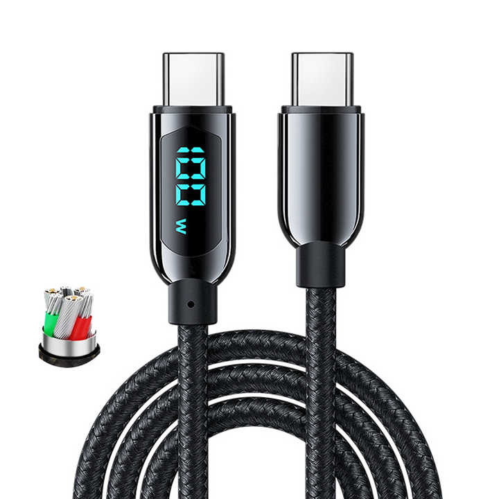 Wholesale PD 100W 5A Type-C Fast Charging Cables 1.2M Visible Real-Time ...