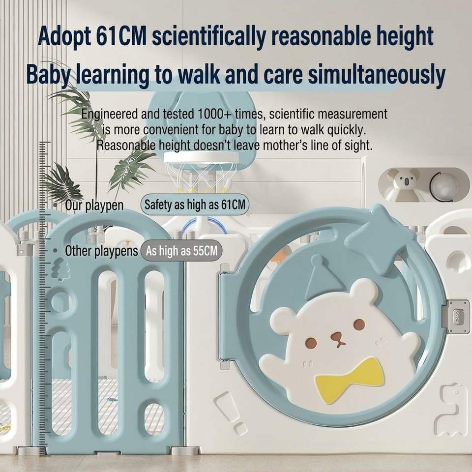 61cm Plastic Contemporary Design Toddler Playpen Anti-Tipping Panels ...