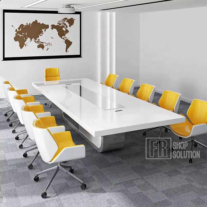 Custom Large Modern White Executive Office Conference Room Table