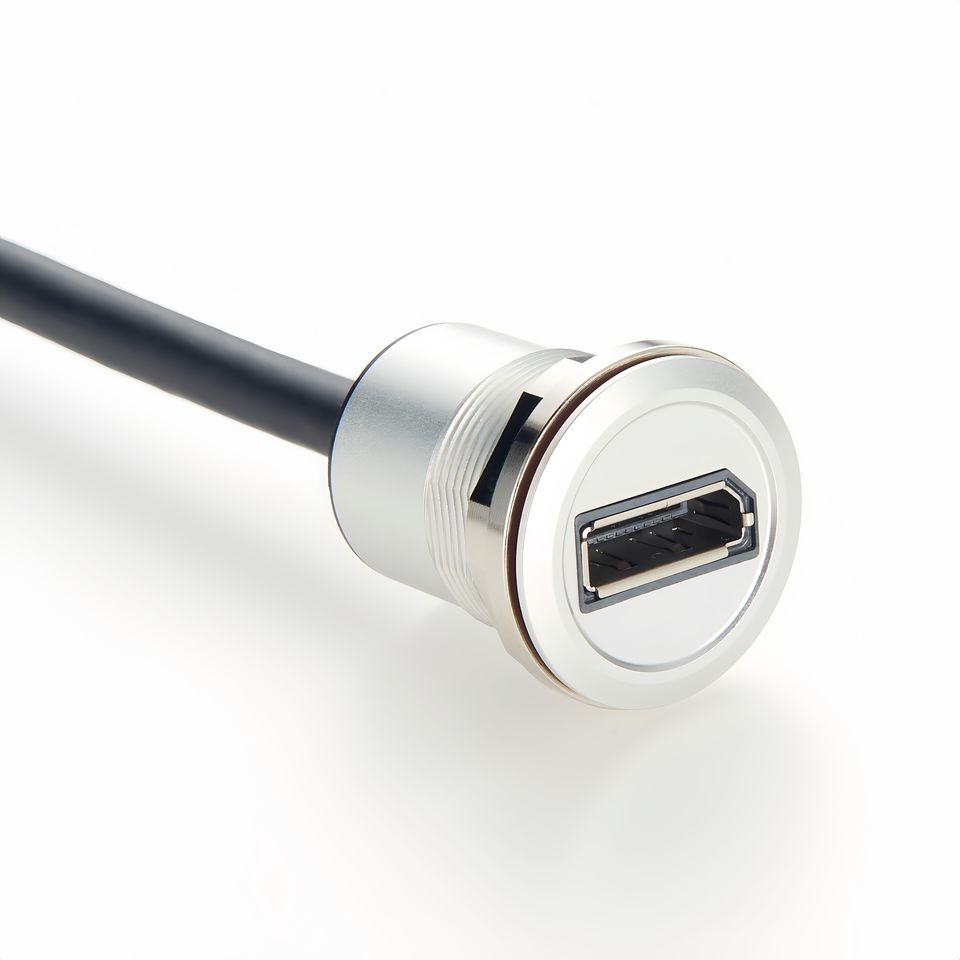 Displayport Aluminum Round Panel Mount Chassis Extension Cable Flush ...