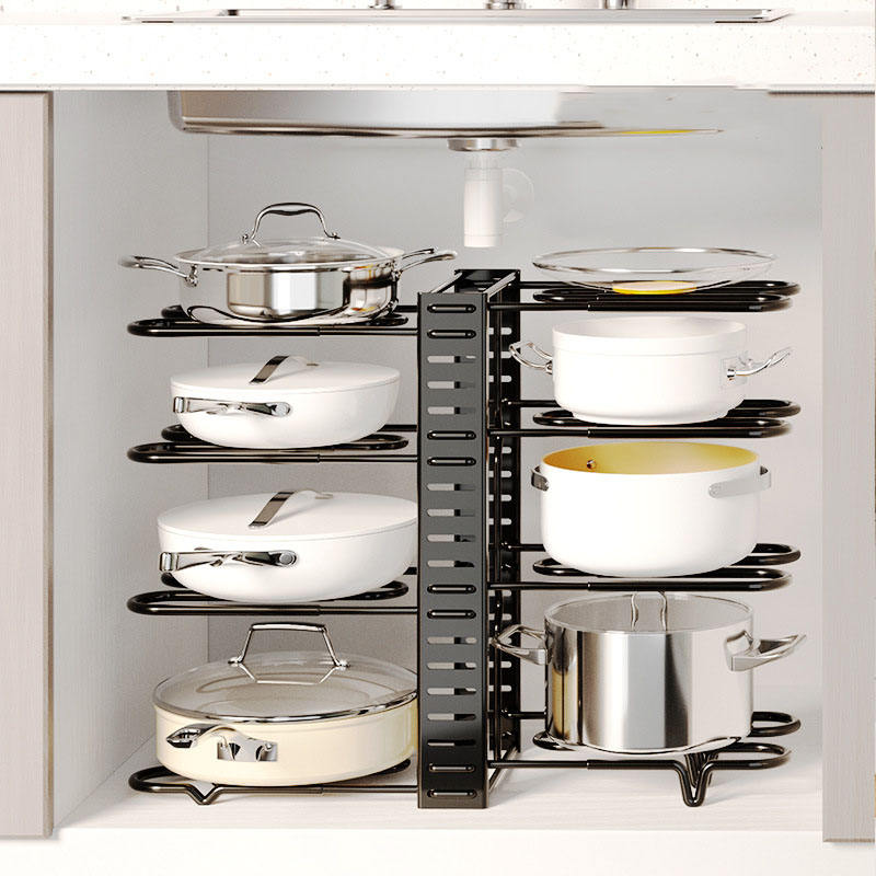 Multi-Layer Vertical Pot Cover Rack Detachable Folding Iron Kitchen ...
