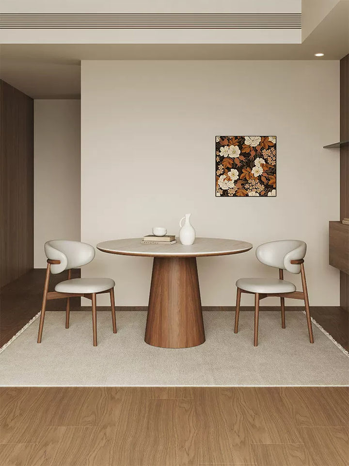 Modern Minimalist Stone Slab Round Dining Table Compact Eco-Friendly ...