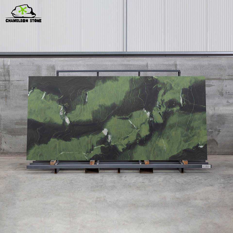 Chameleon Avocado Green 3200x1600mm Sintered Stone Tiles Slab with 5 ...