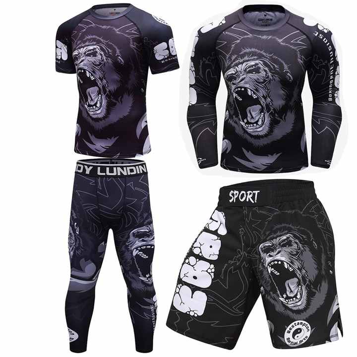 Customized Logo Rash Guard MMA Compression Shirt & Pants Sets