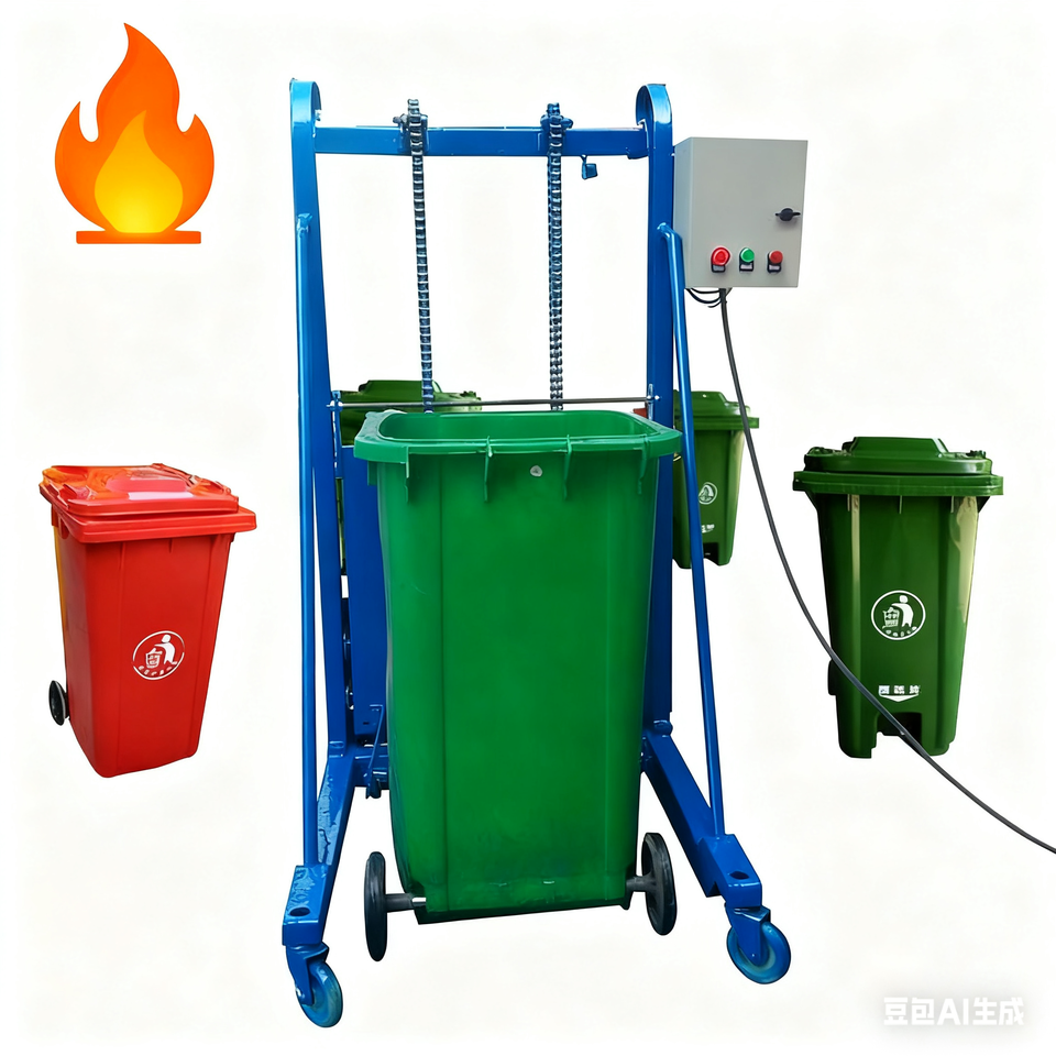 120L Garbage Bin Hoist with Food Waste Disposer Screw Conveyor Crushing ...