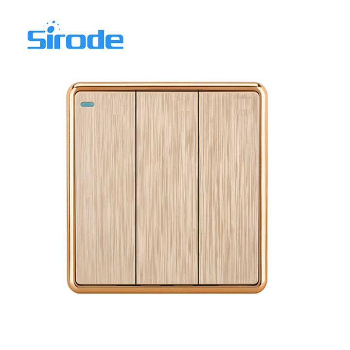 Sirode T3 Series British Standard Modern Gold Color Luxury 1 Gang 1 Way ...