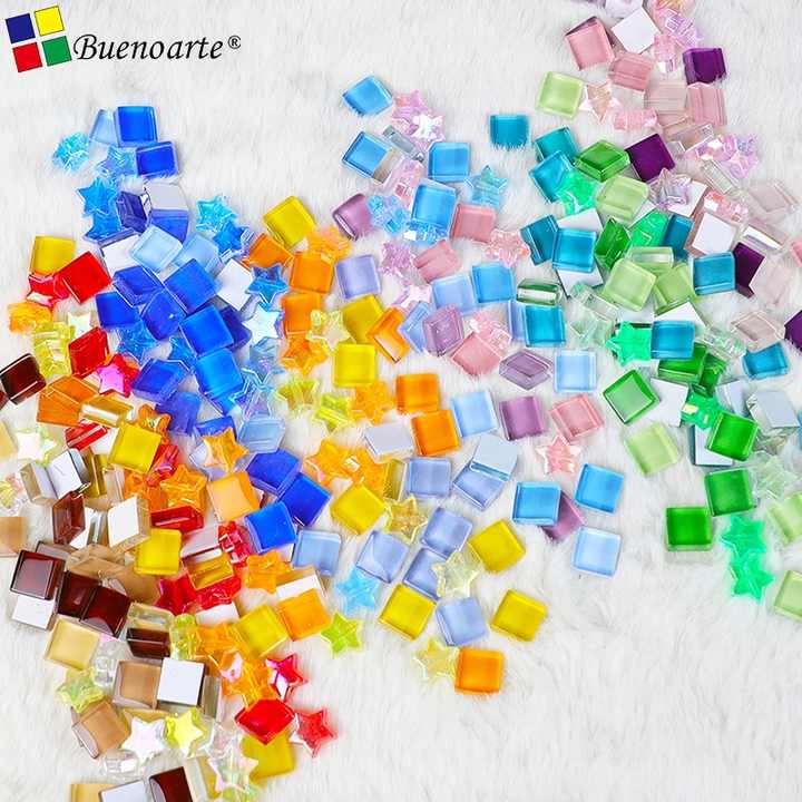 DIY Mosaic Crystal Glass Tile With Star Acrylic Insert Hobby Craft Tile ...