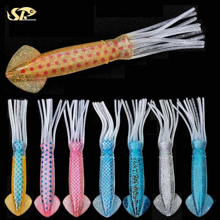 SUPERIORFISHING Soft Squid Jig Octopus Soft Lures Color Squid Jig Saltwater Trolling Baits Soft ...