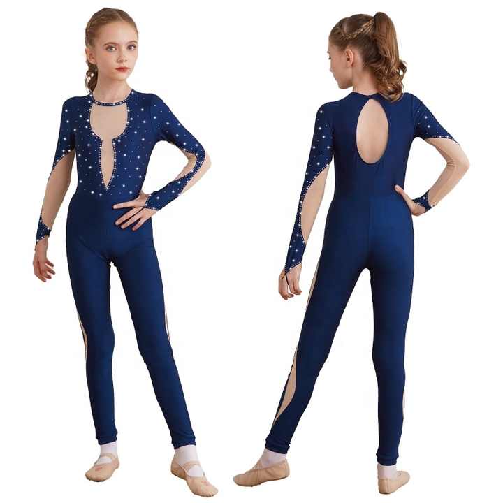 Custom Polyester Bodysuit Ice Skating Jumpsuit for Girls