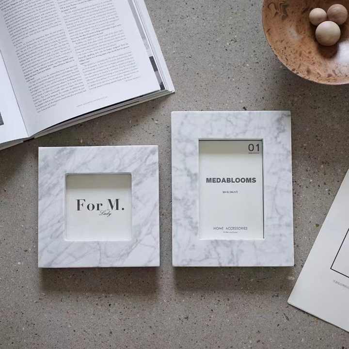 European Style Modern Wall Table Picture Frame Marble Stone Photo Frame ...