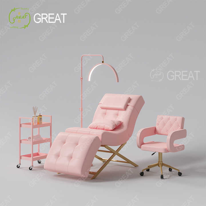 Luxury Pink Gold Beauty Salon Furniture - Adjustable Spa Bed