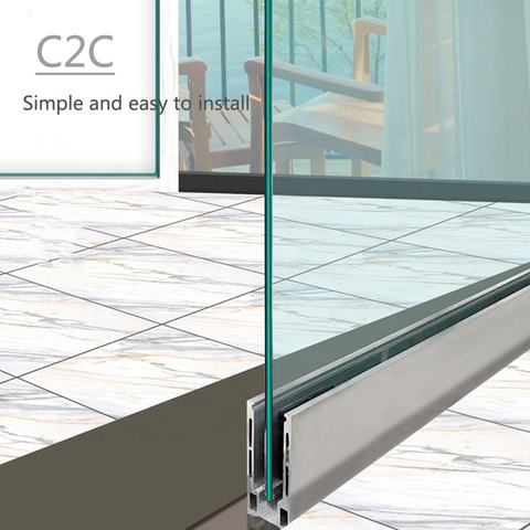 Aluminum U-channel for glass railing with accessories floor mounted or ...