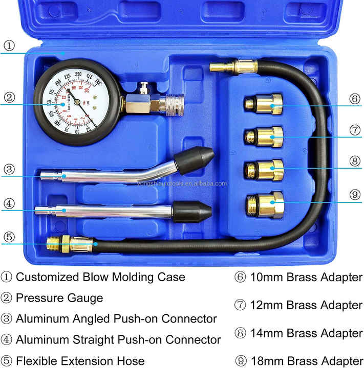 Universal Engine Compression Tester Kit & Cylinder Leak Down Tool - OEM