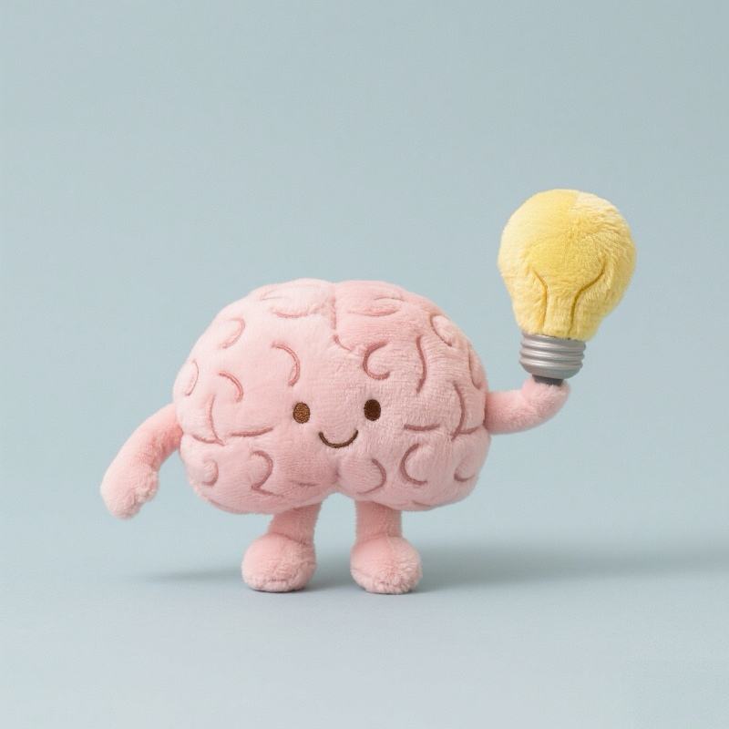 Custom Smart Brain Plush Toy with Light Bulb Educational Soft Stuffed ...