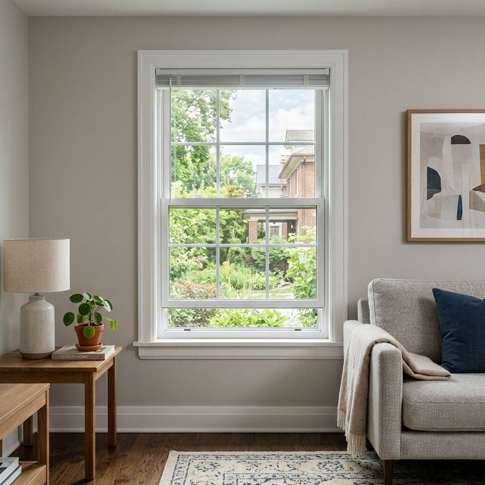 Modern Single Hung PVC Windows for Exterior Use-Heat Insulation ...