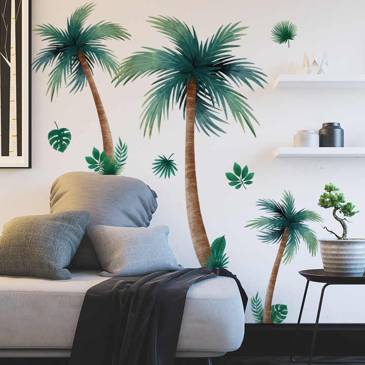 Tropical Plants Coconut Tree Wall Stickers Living Room Bedroom ...