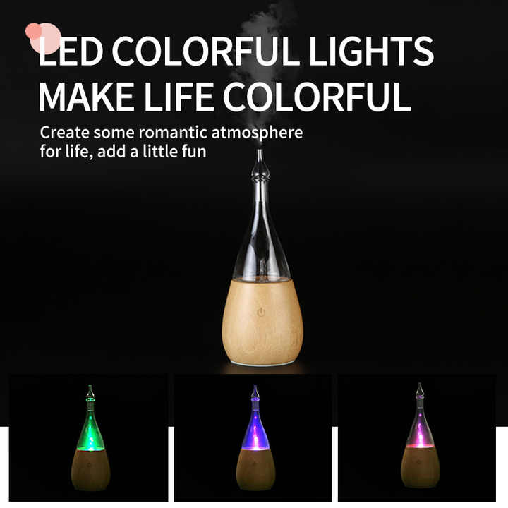 Beeman 3D Glass Solid Wood Essential Oil Diffuser Waterdrop Design ...