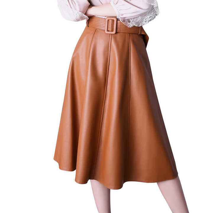 Fashion Luxury Real Sheepskin Ladies Tight Leather Skirts High Waist Women Pink Leather Skirt ...
