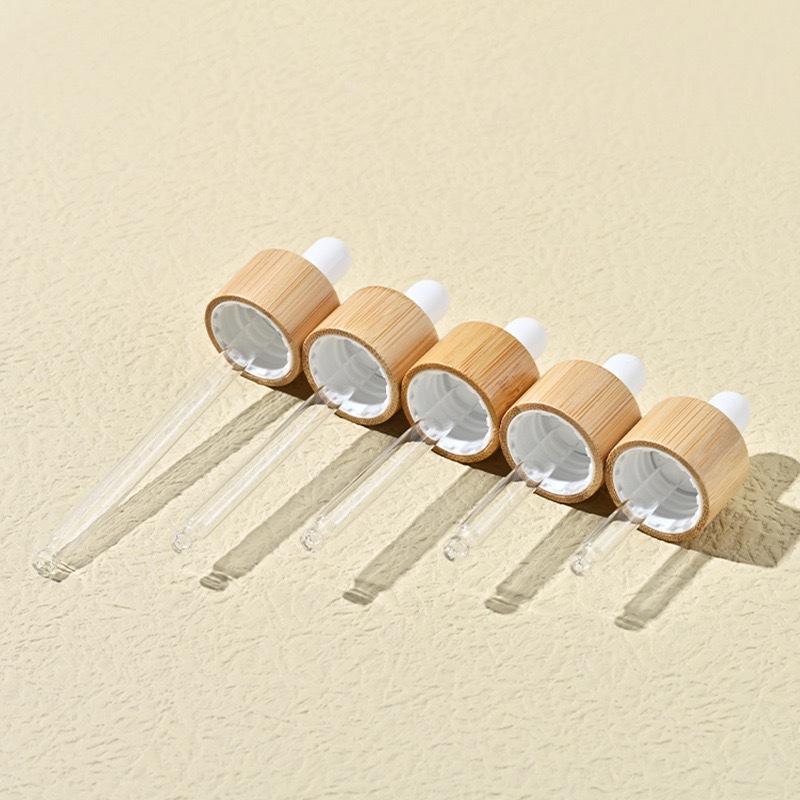 Reusable Cosmetic Bamboo Dropper Cap With Glass Pipette And Rubber Top ...