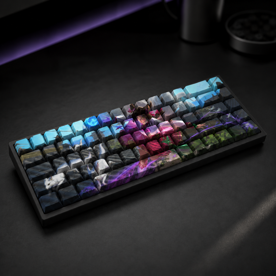 Custom LOL Dynasty Ahri 68 Key PBT Dye Sublimation Keycaps Cherry ...