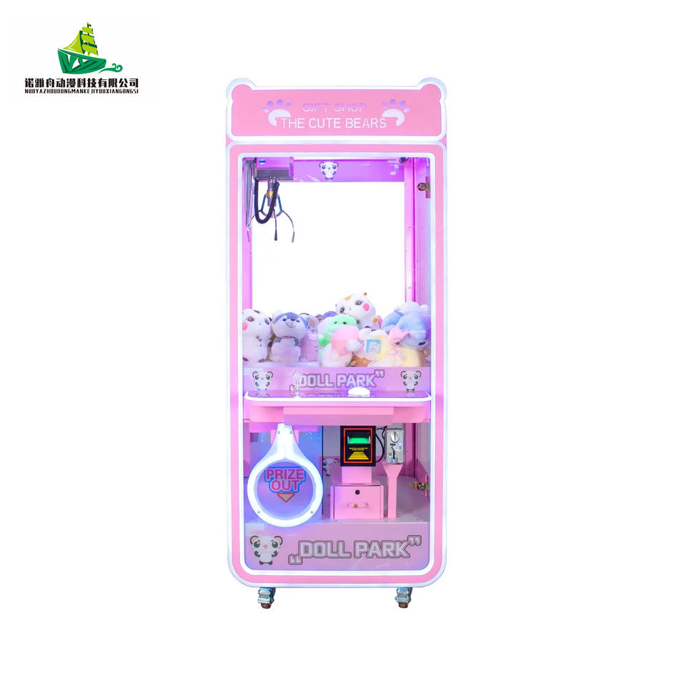 Pink Coin Operated Toy Vending Claw Crane Machine Doll Catcher