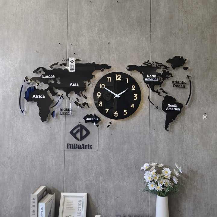FUDA 120X54 LED Wall Clock - Silent, 3D Decorative Art