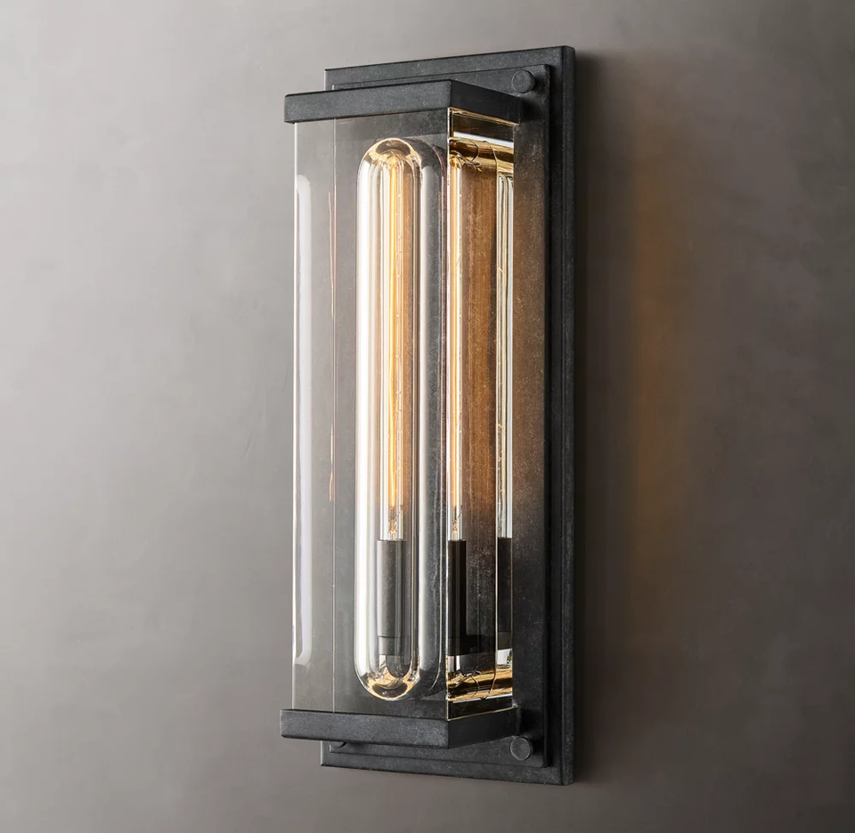 Outdoor Modern Grand 20 Inches Rectangular Sconce Handcrafted Crystal ...