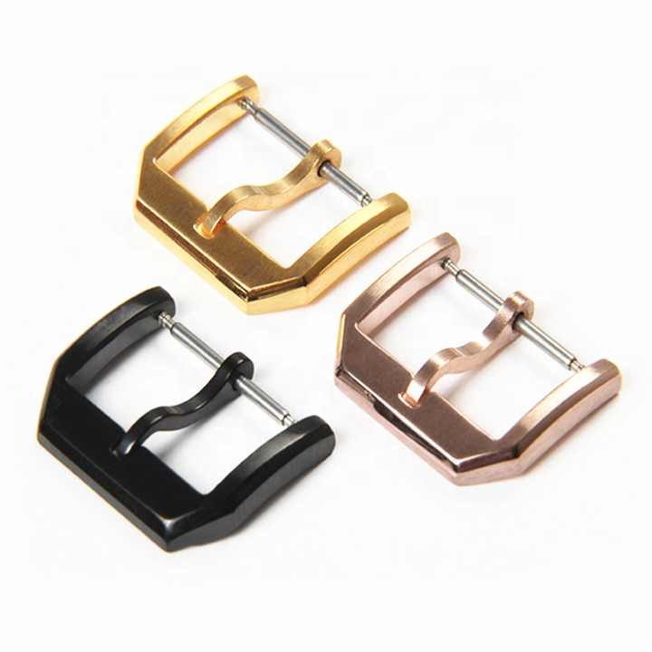 Luxury 18mm Gold Stainless Steel Watch Band Clasp Vintage Leather Pilot ...