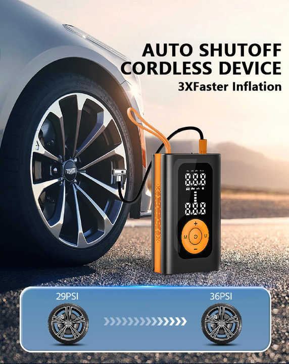 Multifunction Mini Car air Pump 4000mAh Cordless Tire Inflator Portable ...