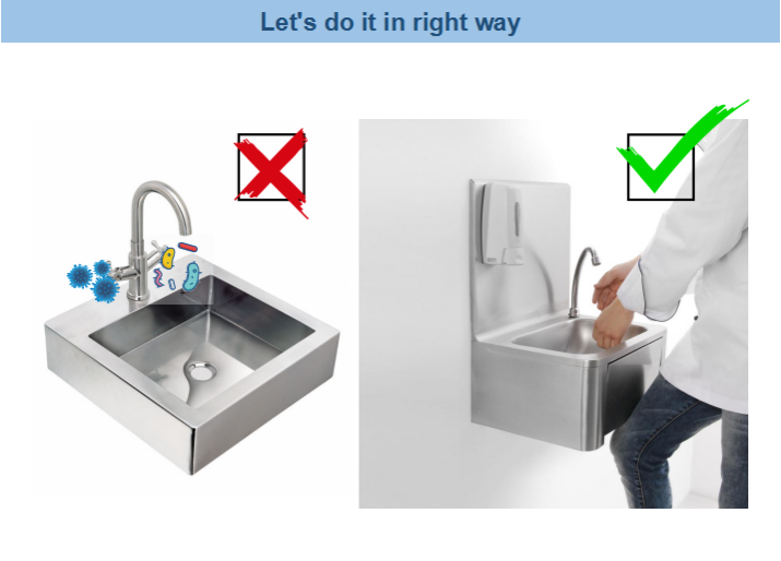 Wall Mounted Silver knee push operated hand wash sink basin with soap ...