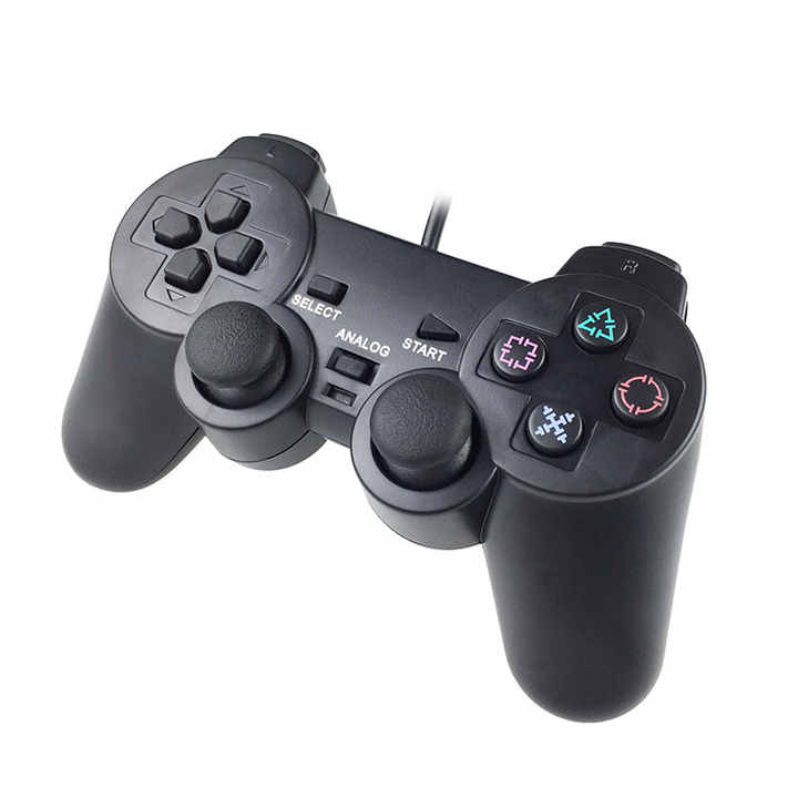 Black Color and Double Vibration Function for PS2 Wired Game Controller ...