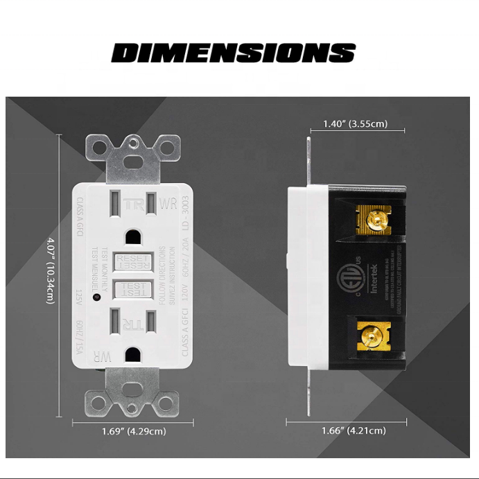 15A 125V Self-Test Function GFCI Receptacle with 6 Outlets American ...