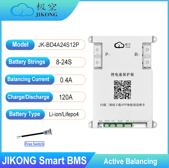 JK BMS PCB Board Smart Active BMS 120A JK BMS Lifepo4 24S 72V with BT ...