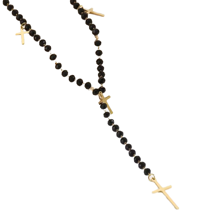 Wholesale Black Bead Ball Chain Cross Stainless Steel 18K Gold Plated ...