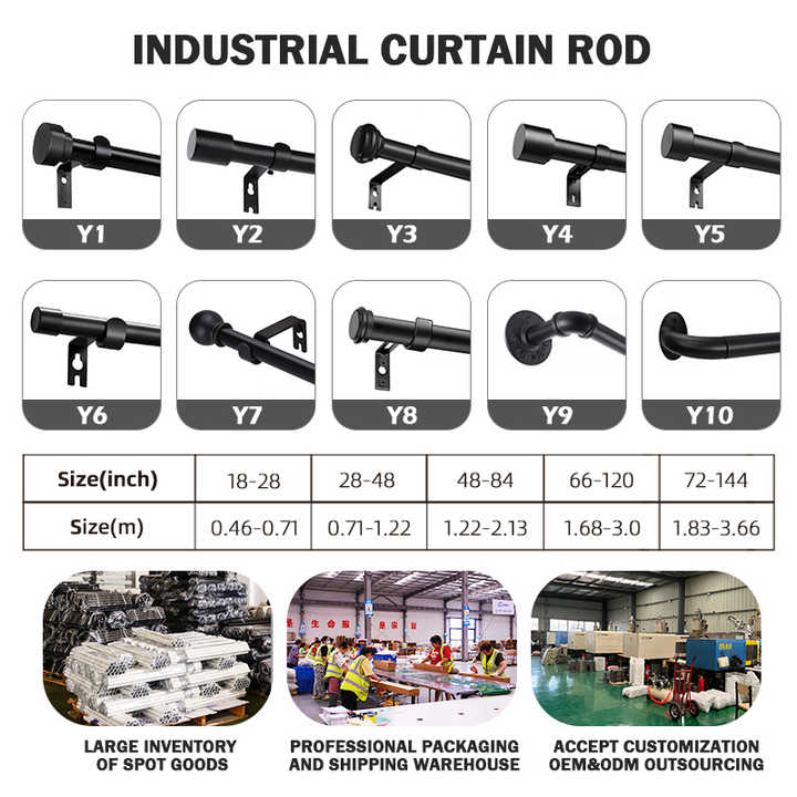 YIJIALE 25mm Curtains Rods Adjustable Telescopic Curtain Rod Sets for ...