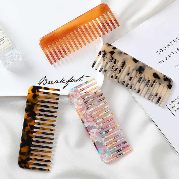 Stylish Resin Acetate Hair Combs - Tortoise Shell Cellulose