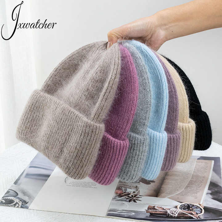 Warm and Stylish Outdoor Double Flap Angora Beanie Hats