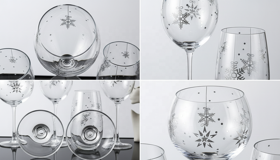 Silver Snowflake Patterned Glassware Set Christmas Themed Festive ...