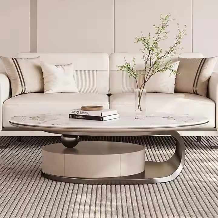 Elande Coffee Table - Modern Luxury Marble Top & Stainless Steel Base