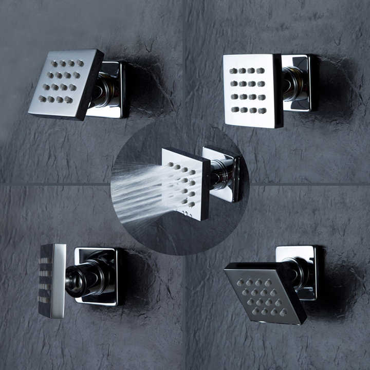 Wall Recessed Concealed Shower Mixer Faucet Set with 3 Functions Shower ...