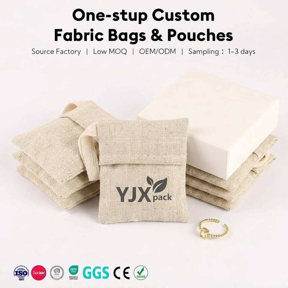 YJX Custom Logo Eco Friendly Cotton Jewelry Pouch Sacs En Coton Bolsa ...