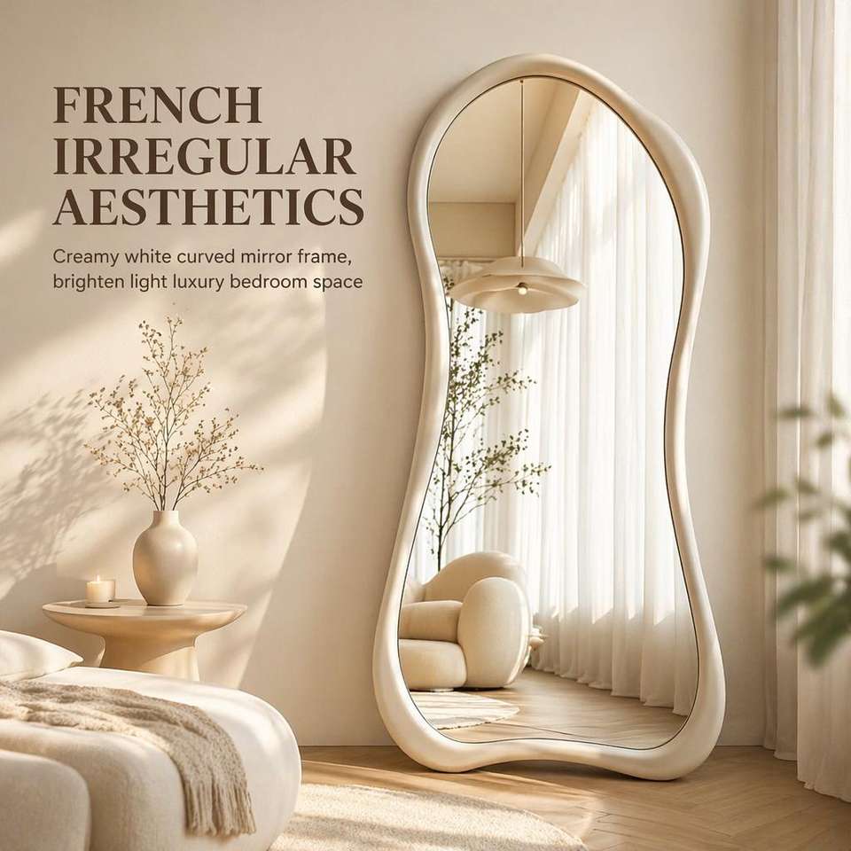 Solid wood full-length floor mirror for home, living room, bedroom ...