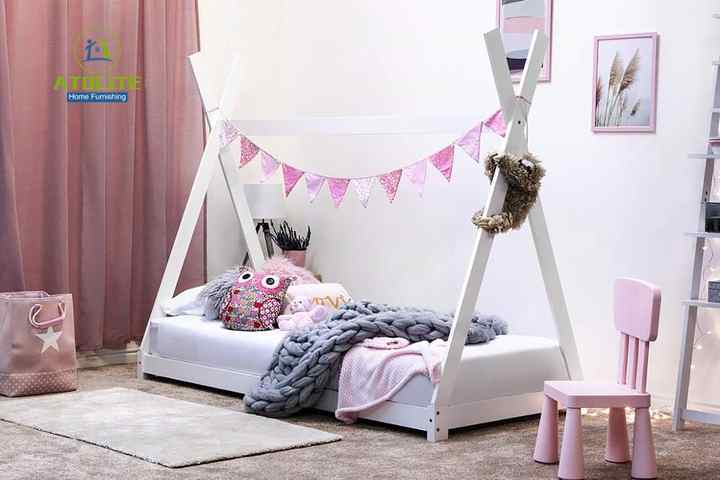 Sleep Design Kids White Wooden Solid Pine Tipi Tent Bed