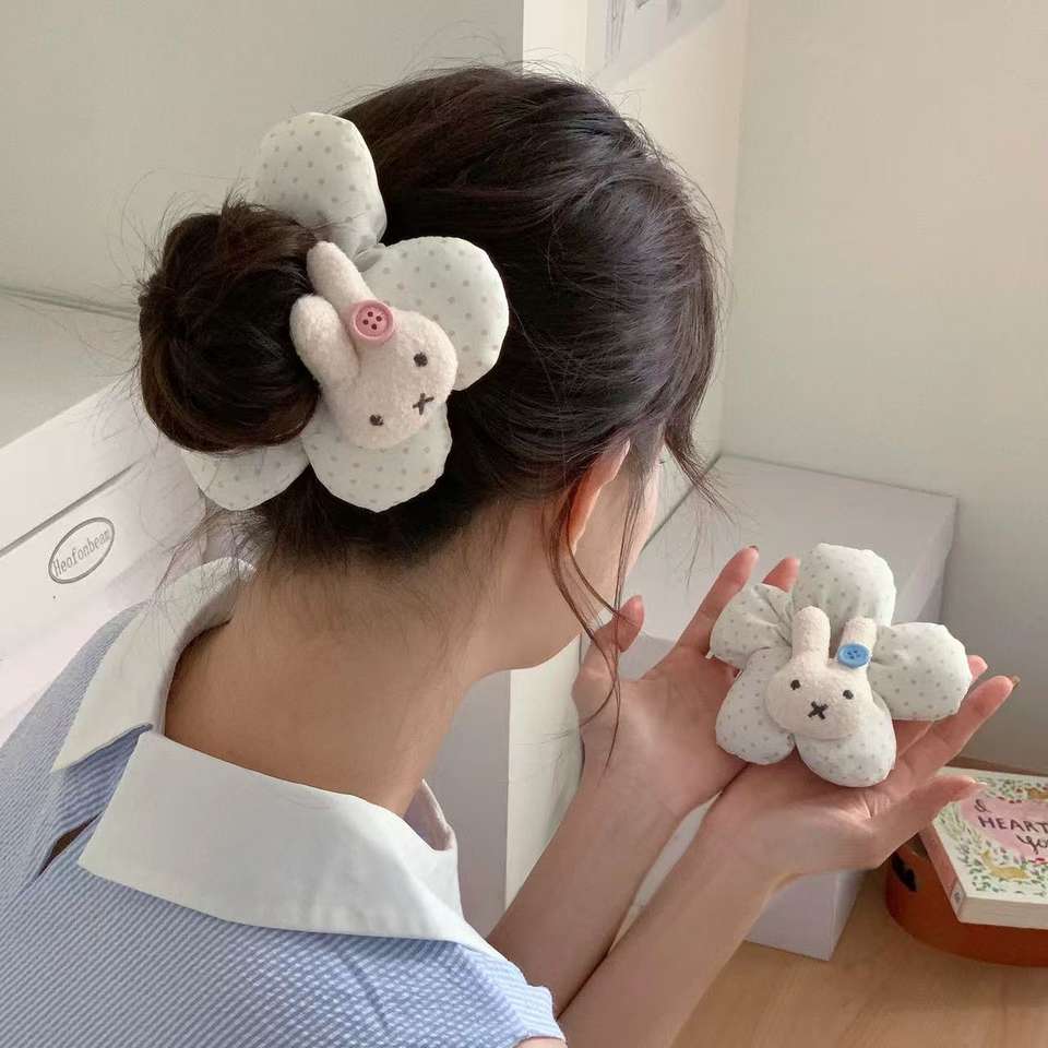 Cute Cartoon Rabbit Fabric Scrunchie Hair Tie High-Value Sweet Girl ...