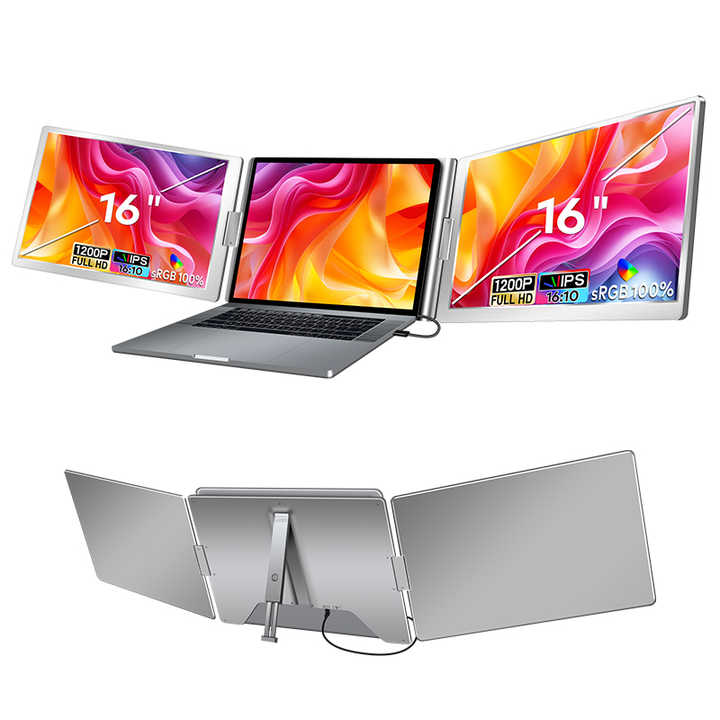 FOPO 16 Inch Portable Triple Screen Laptop Extender - USB Type C