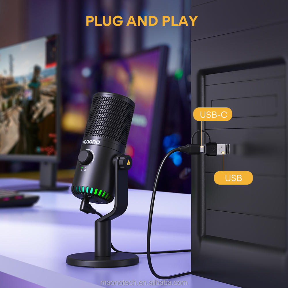 Maono Programmable RGB Gaming Microphone 3 in 1 Microphone Knob ...