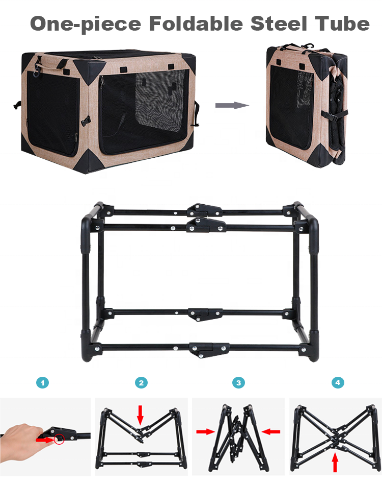 Wholesale 4 Door Portable Folding Pet Cage Dog Travel Soft Cage With ...