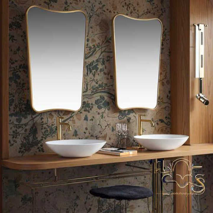 Modern Gold Color Irregular Shape Bathroom Mirror Hanging Bathroom ...